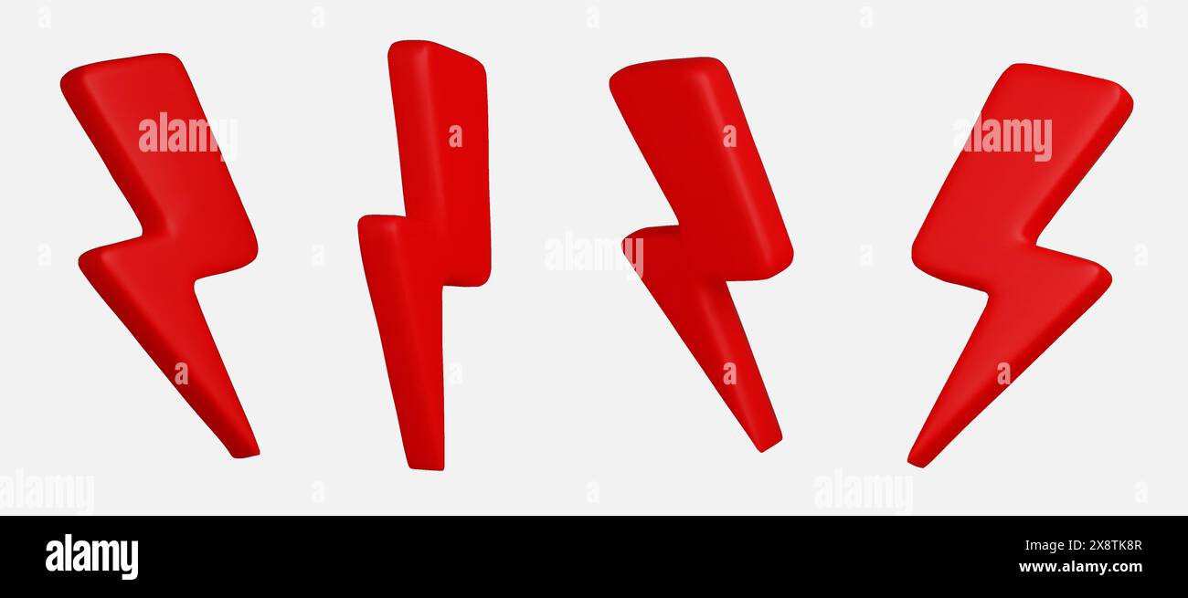 3d Thunder and bolt lighting flash correction set flash sale element ...