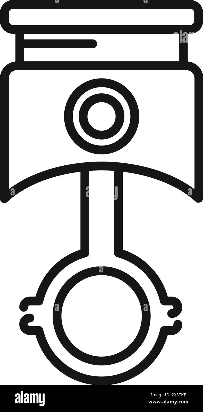 Black and white line art vector illustration of a single engine piston ...