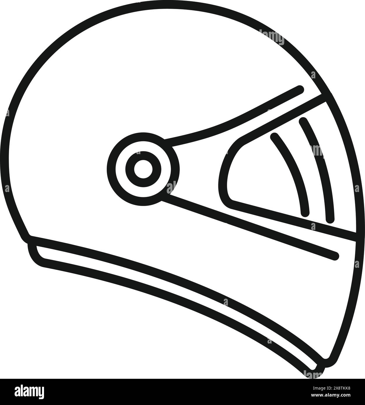 Black and white line drawing of a classic fullface motorcycle helmet ...