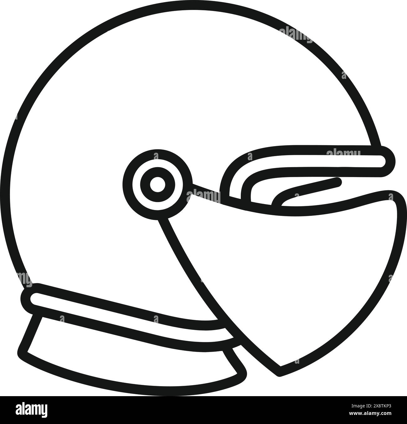 Minimalist black and white motorcycle helmet icon illustration in line ...