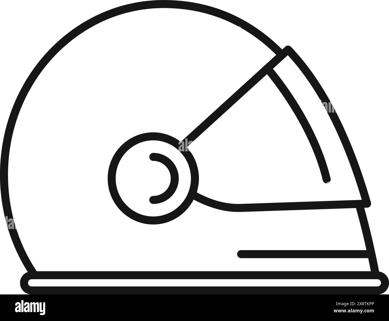 Minimalist black and white line art of a classic motorcycle helmet ...