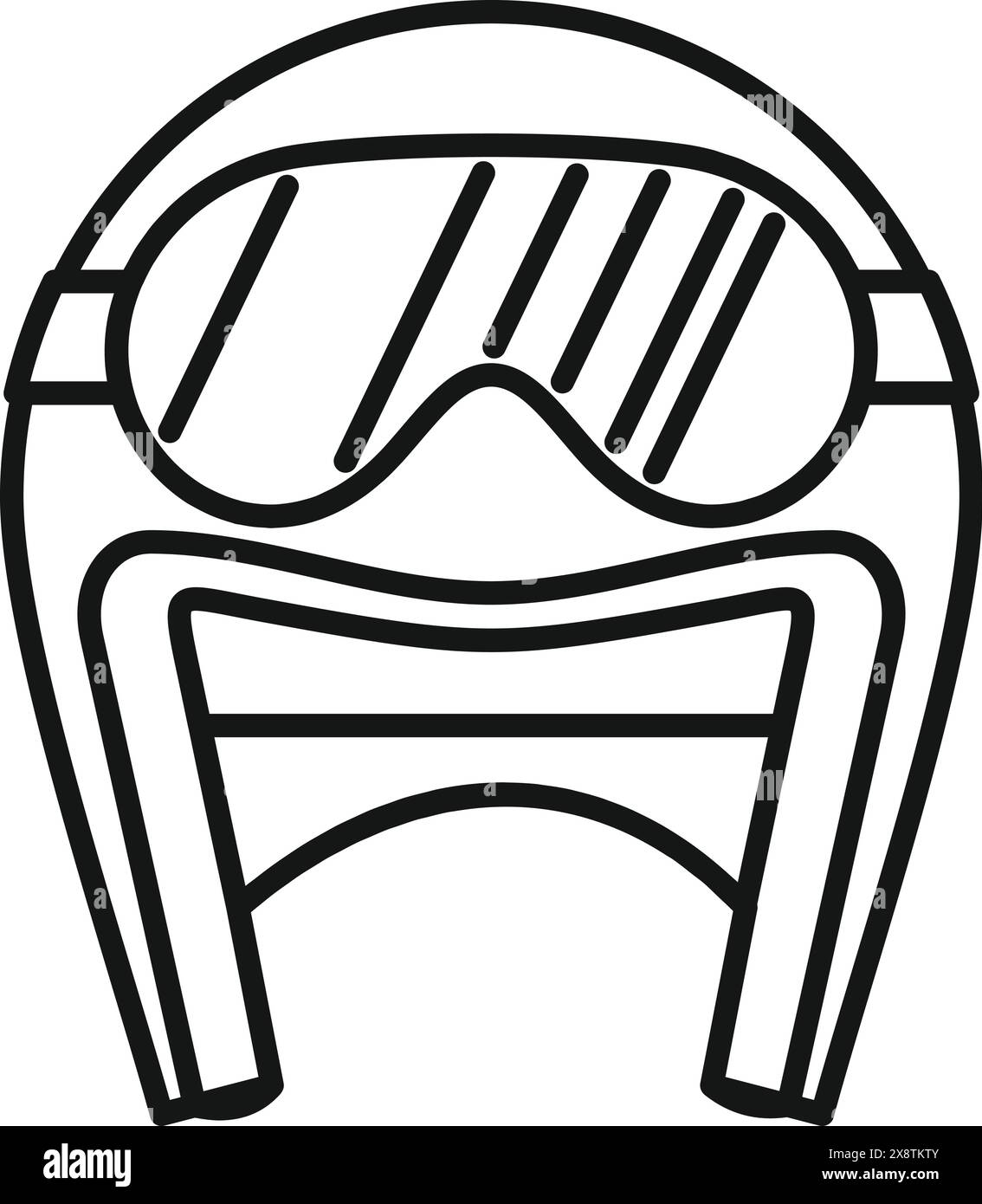 Black and white line drawing of a protective helmet with integrated ...