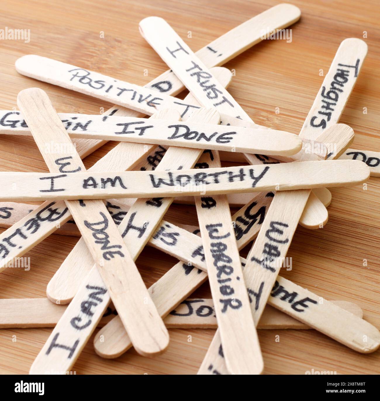 Positive Affirmation Concept Written On Wooden Popsicle Sticks With ...