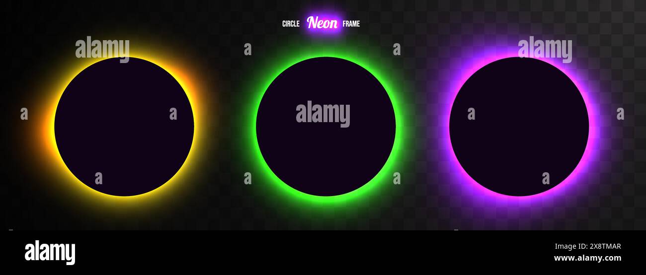 Colorful neon light frame collection. Futuristick or magic style ...