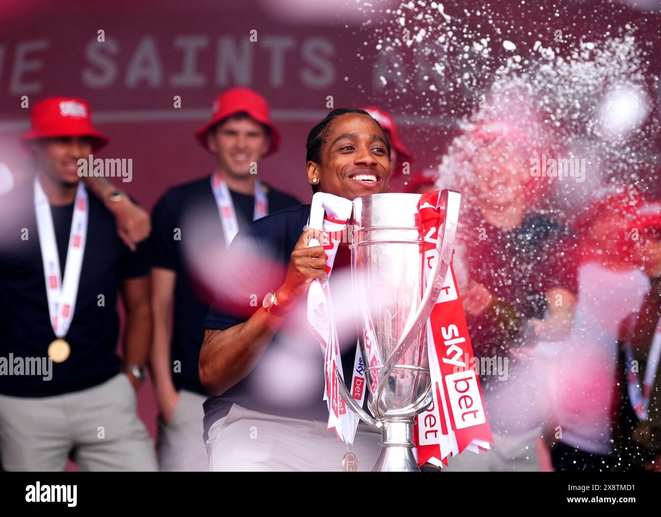 Southampton's Kyle Walker-Peters holds the trophy during the Premier ...