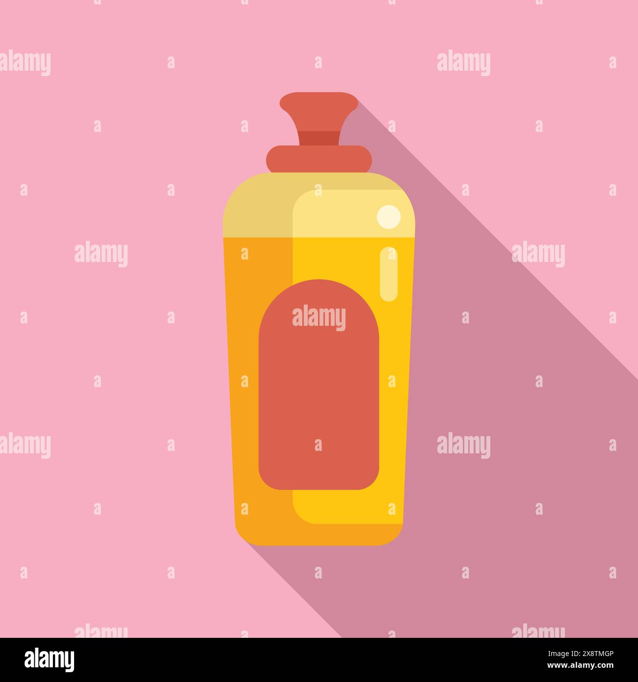 Vector illustration of a stylized flat design shampoo bottle on a pink ...