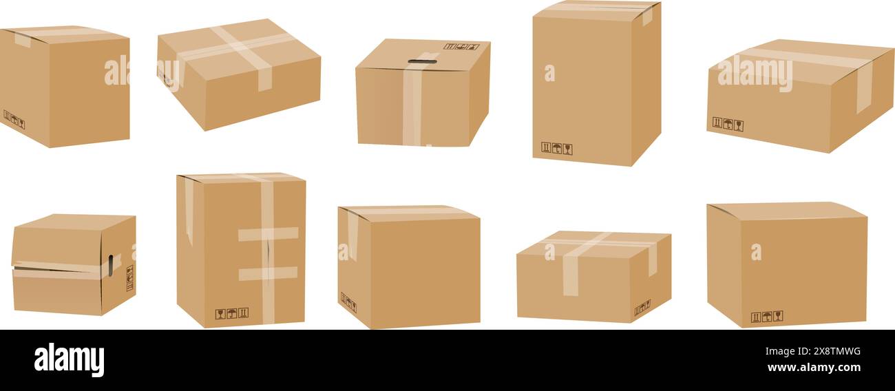 Eco cardboard box mockup Stock Vector Images - Alamy