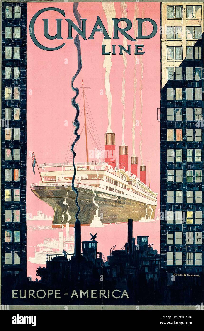 Vintage Cruise Travel Poster. , Cunard Line Poster c.1925, by Kenneth ...