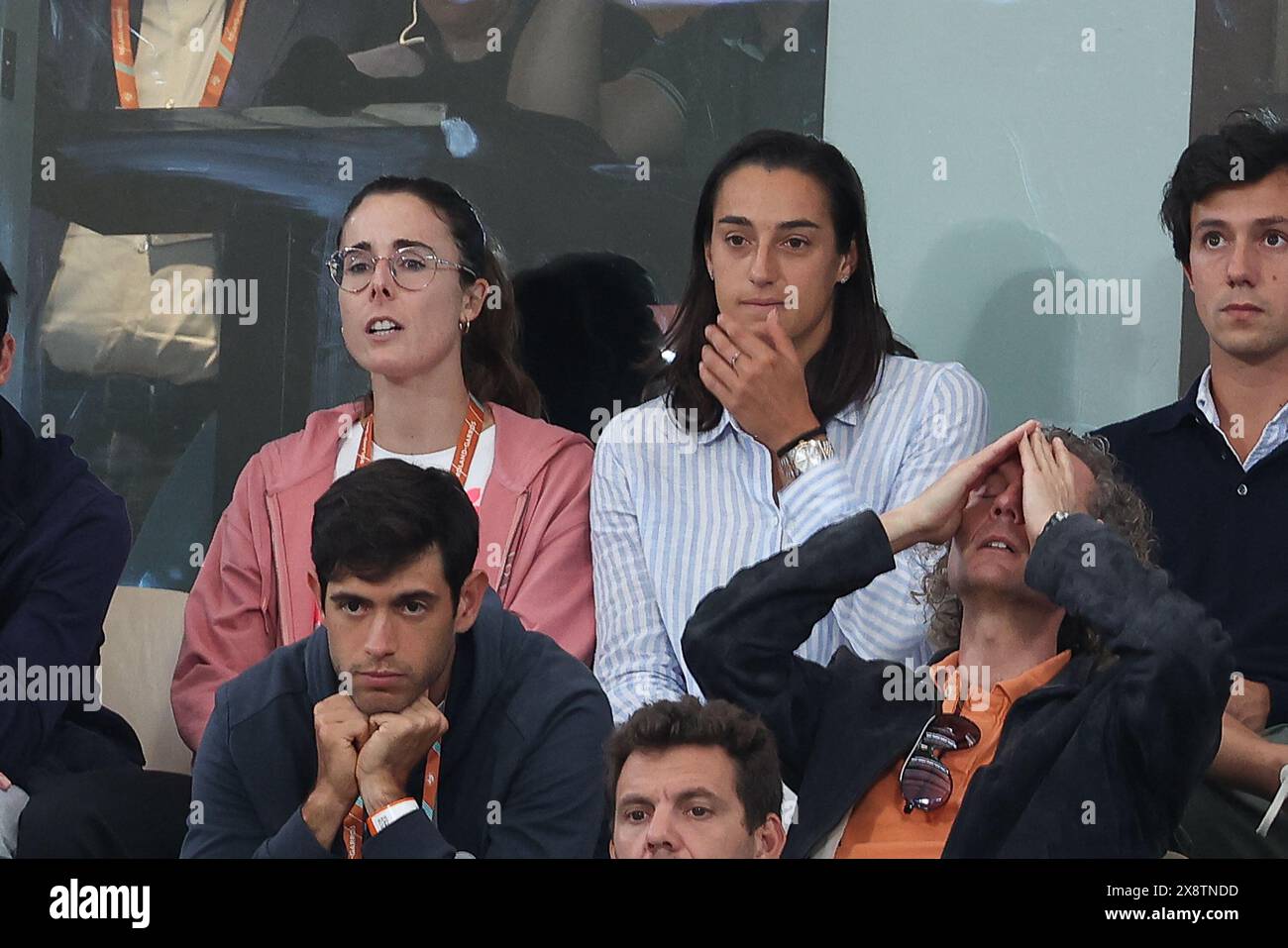 Paris, France. 27th May, 2024. Alize Cornet, Caroline Garcia in stands ...