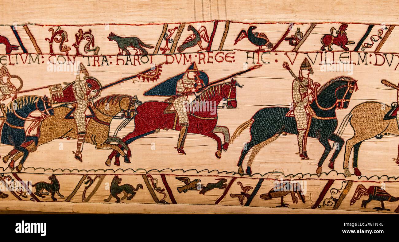 BAYEUX, FRANCE, MAY 14, 2024 : Tapestry of Bayeux, illustrate the ...