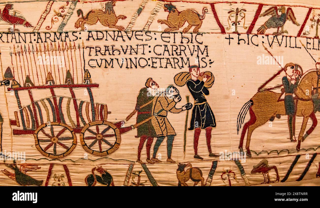 BAYEUX, FRANCE, MAY 14, 2024 : Tapestry of Bayeux, illustrate the ...