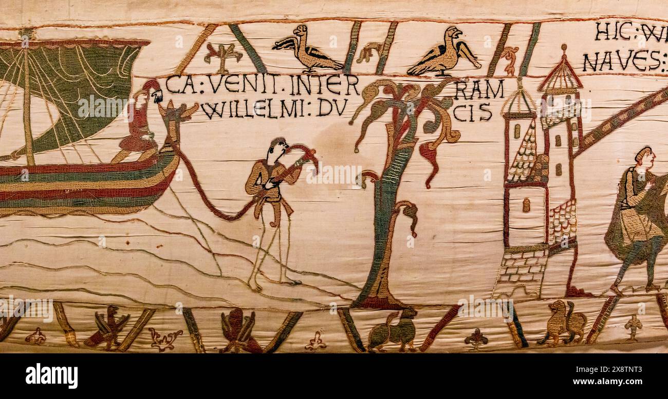 BAYEUX, FRANCE, MAY 14, 2024 : Tapestry of Bayeux, illustrate the ...