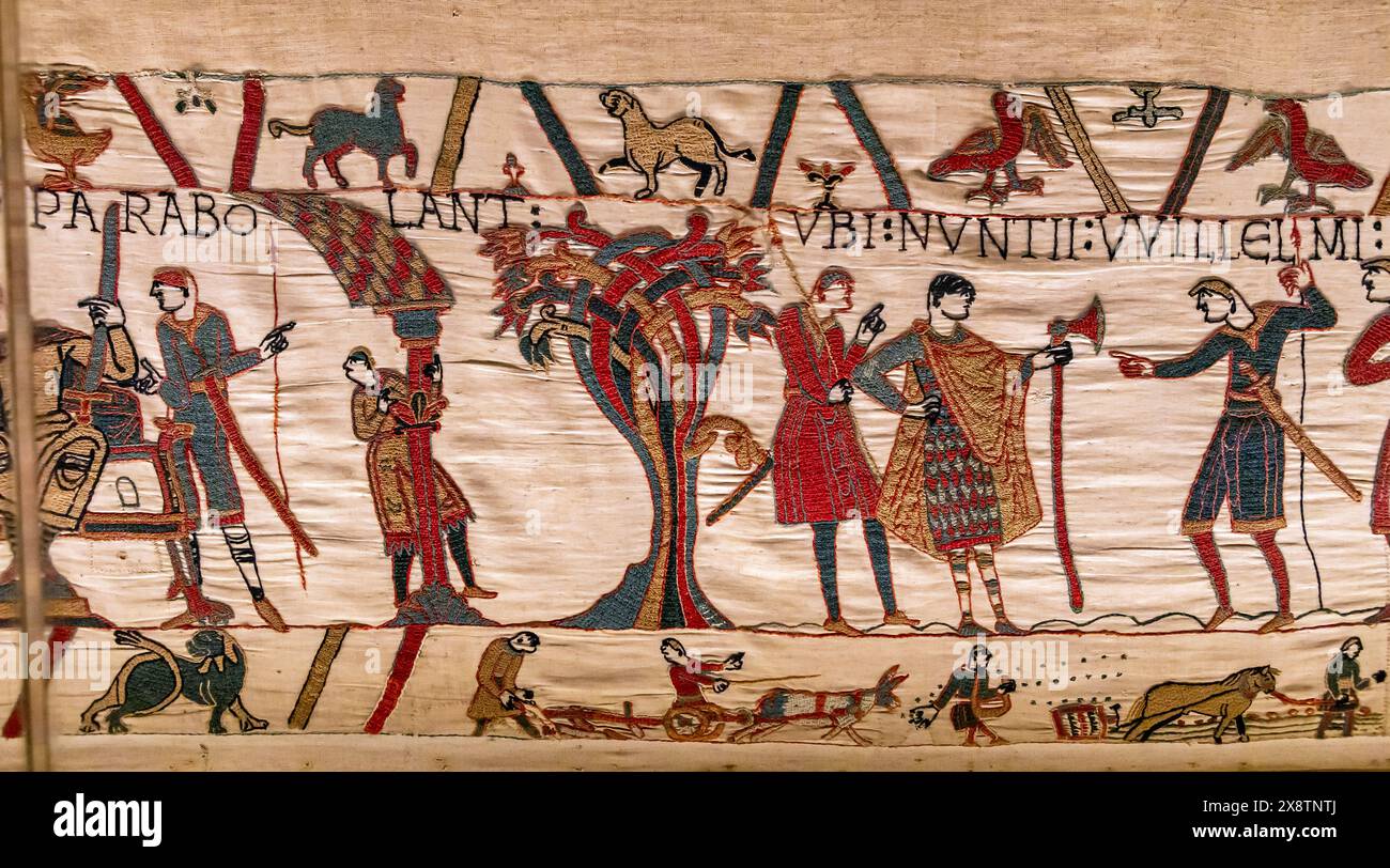BAYEUX, FRANCE, MAY 14, 2024 : Tapestry of Bayeux, illustrate the ...
