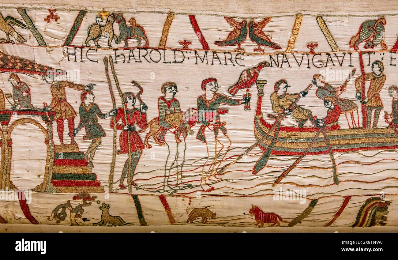 BAYEUX, FRANCE, MAY 14, 2024 : Tapestry of Bayeux, illustrate the ...