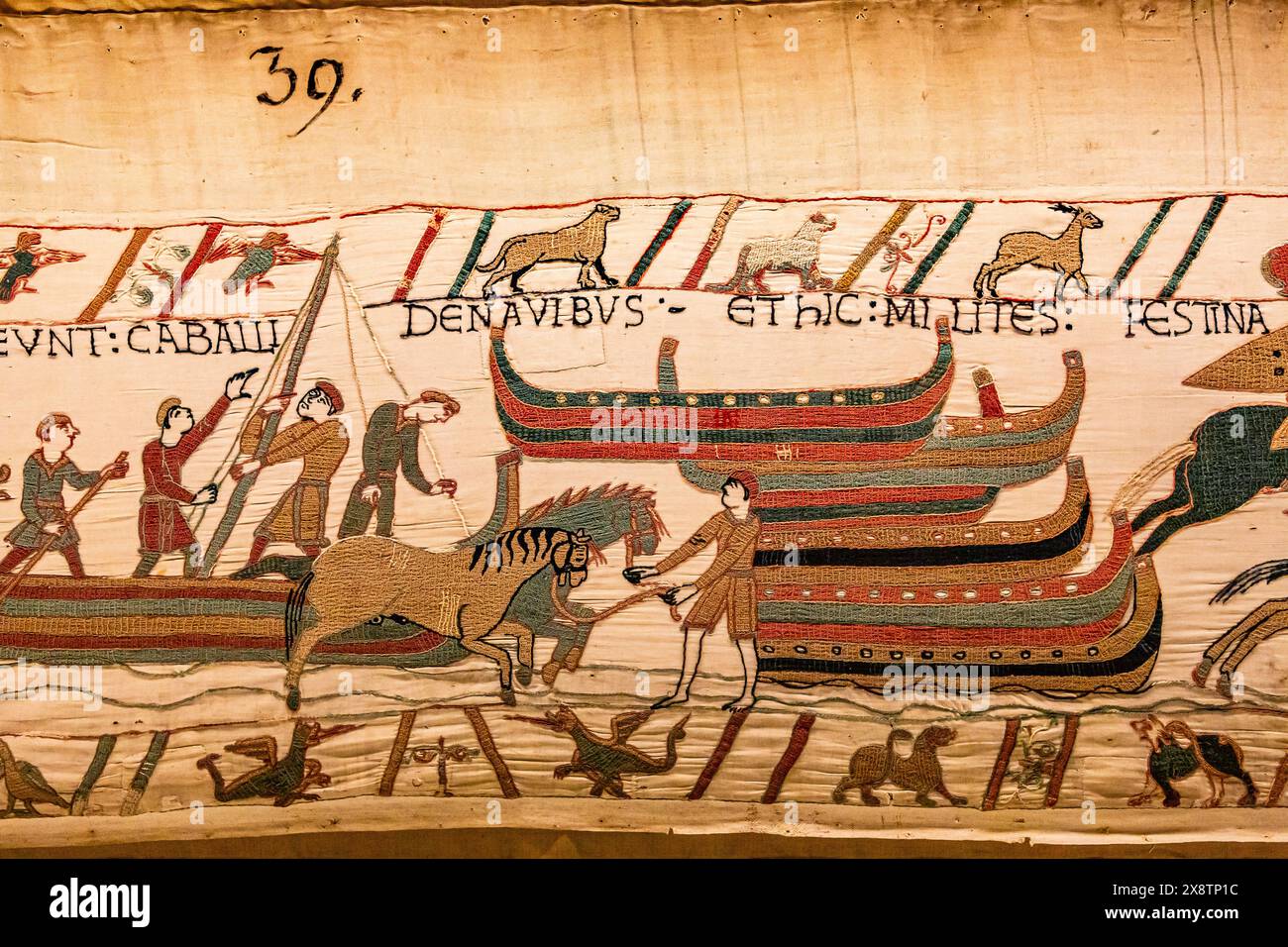 BAYEUX, FRANCE, MAY 14, 2024 : Tapestry of Bayeux, illustrate the ...