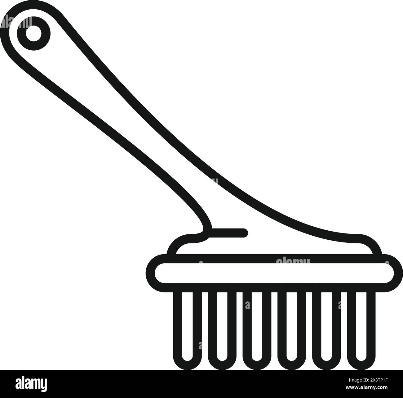 Vector illustration of a simple handheld brush in a black and white ...