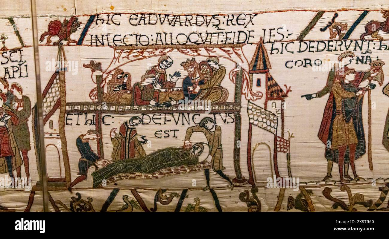 BAYEUX, FRANCE, MAY 14, 2024 : Tapestry of Bayeux, illustrate the ...
