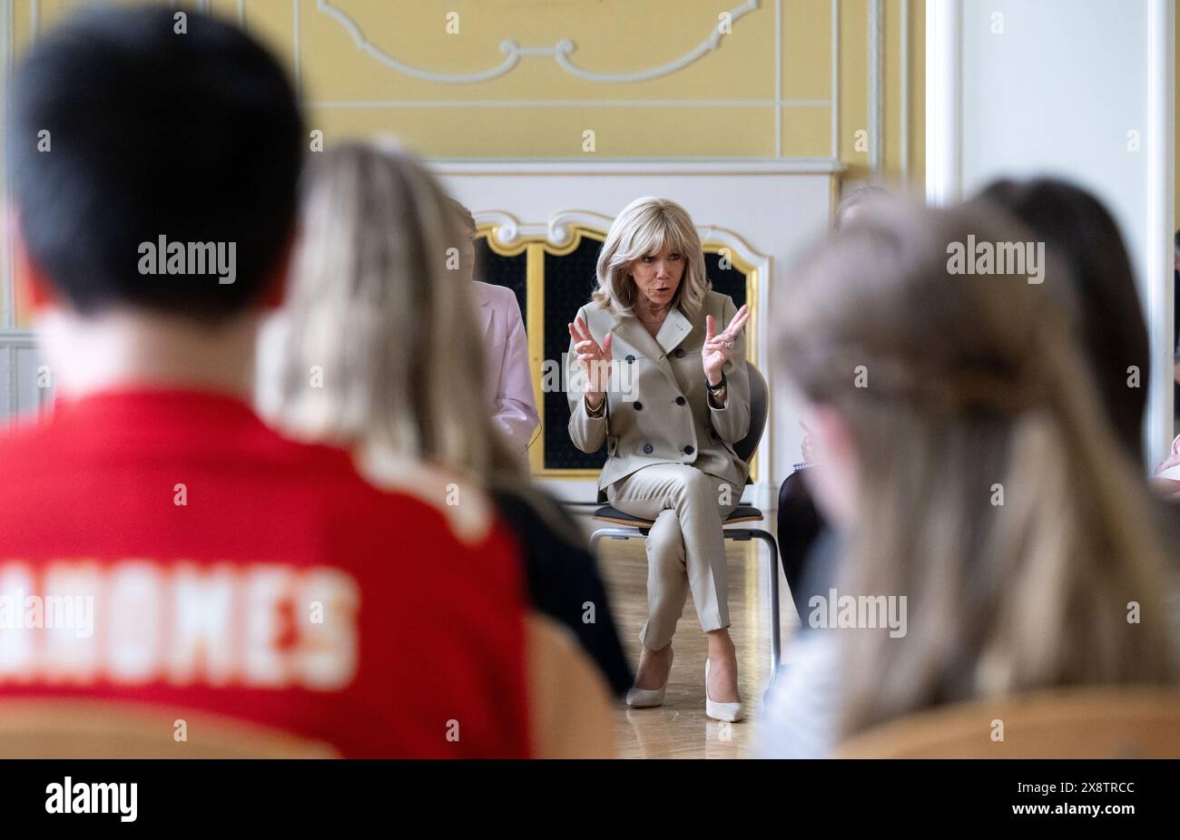 Dresden, Germany. 27th May, 2024. Brigitte Macron, wife of the ...