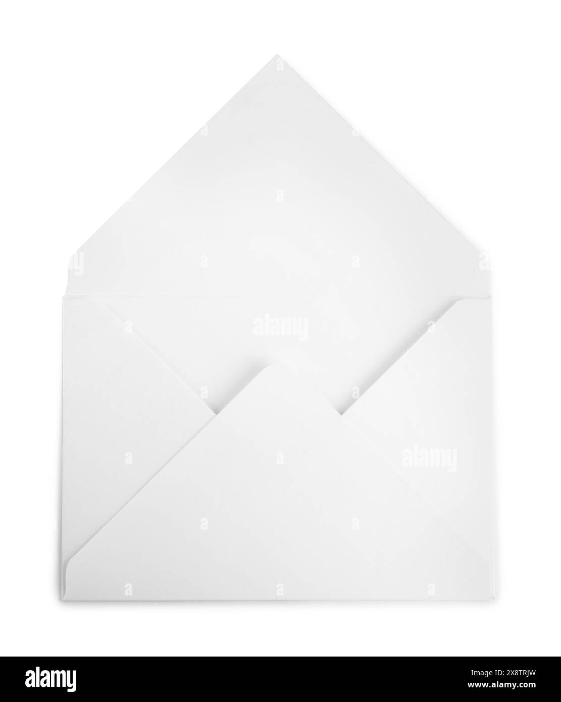 Open paper letter envelope isolated on white, top view Stock Photo - Alamy