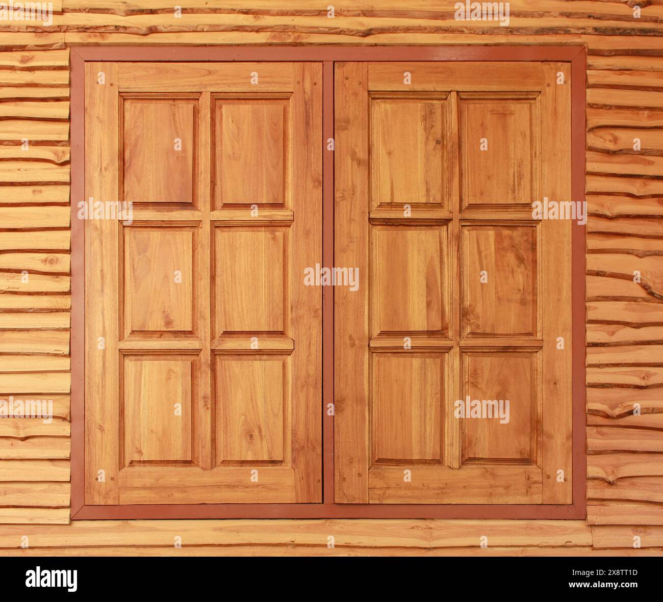 teak wood window frame Stock Photo - Alamy