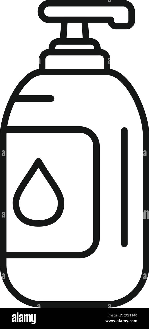 Simple line drawing of a hand sanitizer bottle icon, isolated on white ...