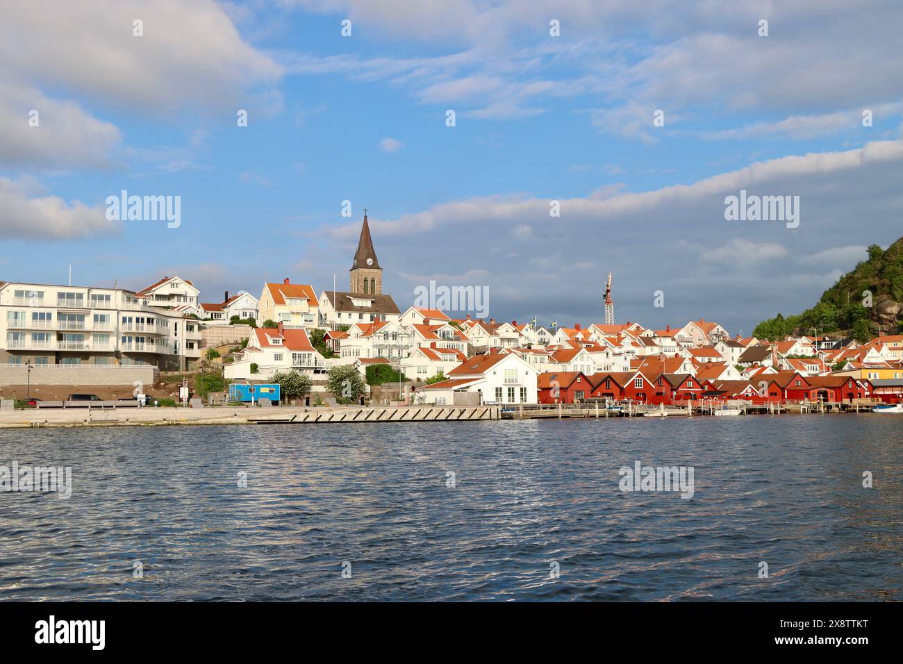 Swedish summer destination Fjällbacka village and harbor on western ...