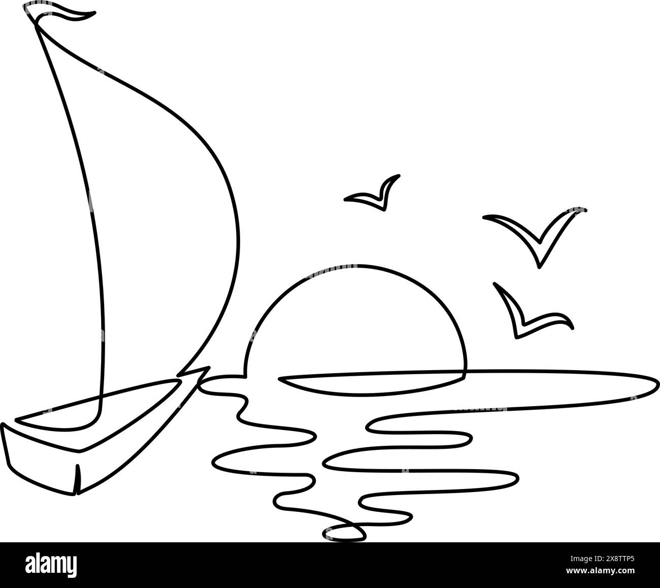 Sunrise drawing Black and White Stock Photos & Images - Alamy