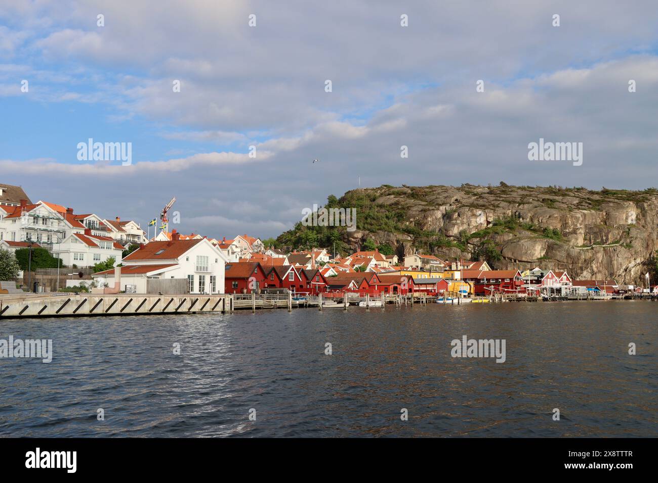 Swedish summer destination Fjällbacka village and harbor on western ...