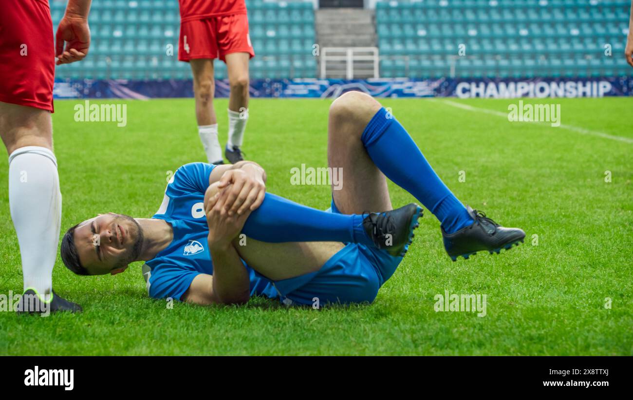 Professional Soccer Football Match Championship: Blue Team Players ...