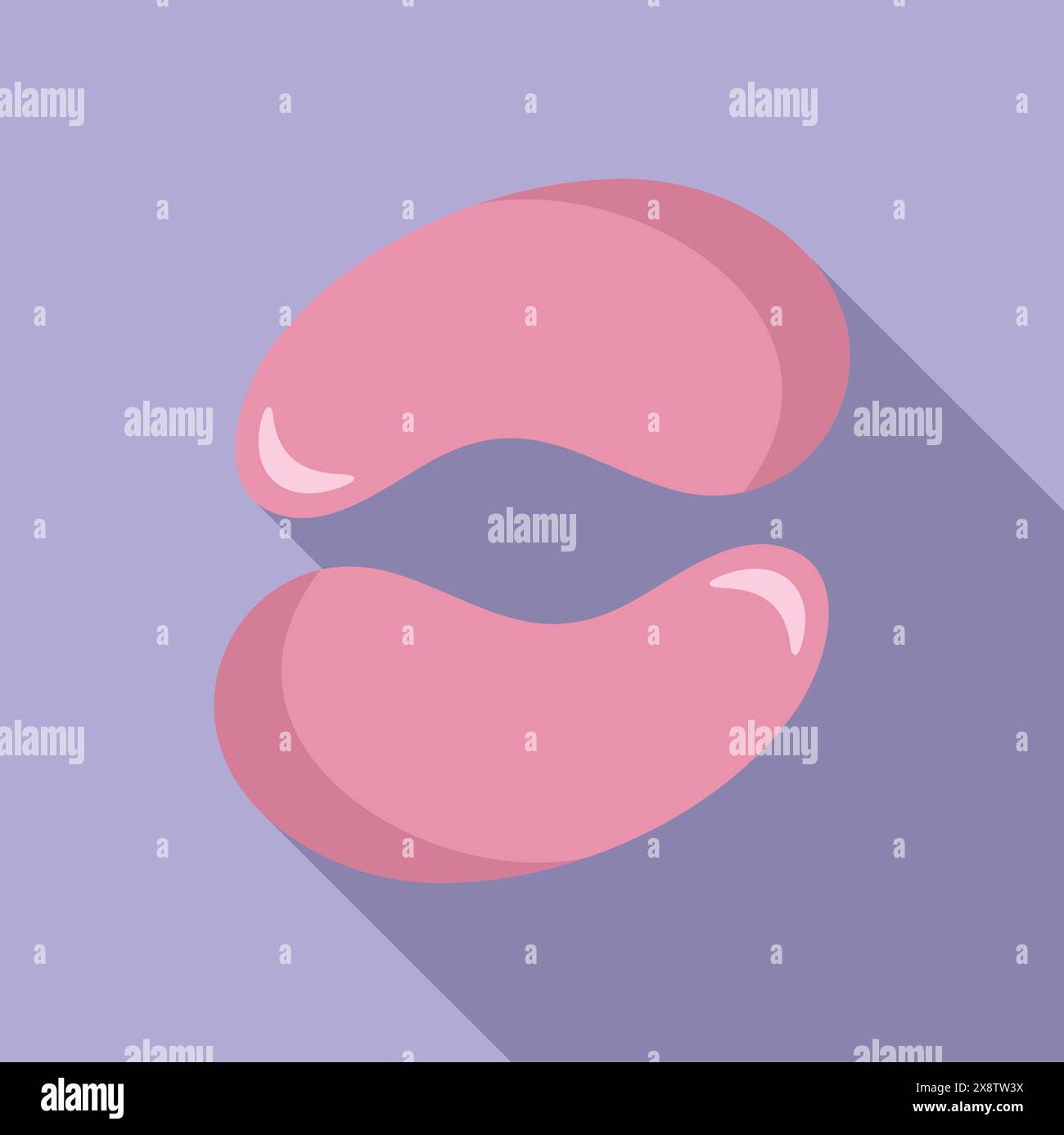 A minimalistic, flat design of two pink kidney beans on a purple ...