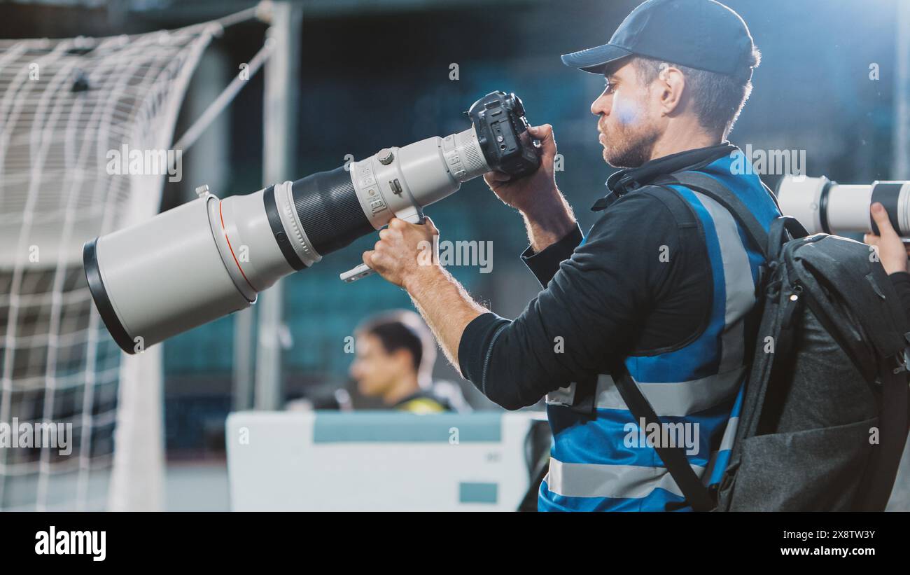 Professional Press Officer, Sports Photographers with Camera with Zoom ...