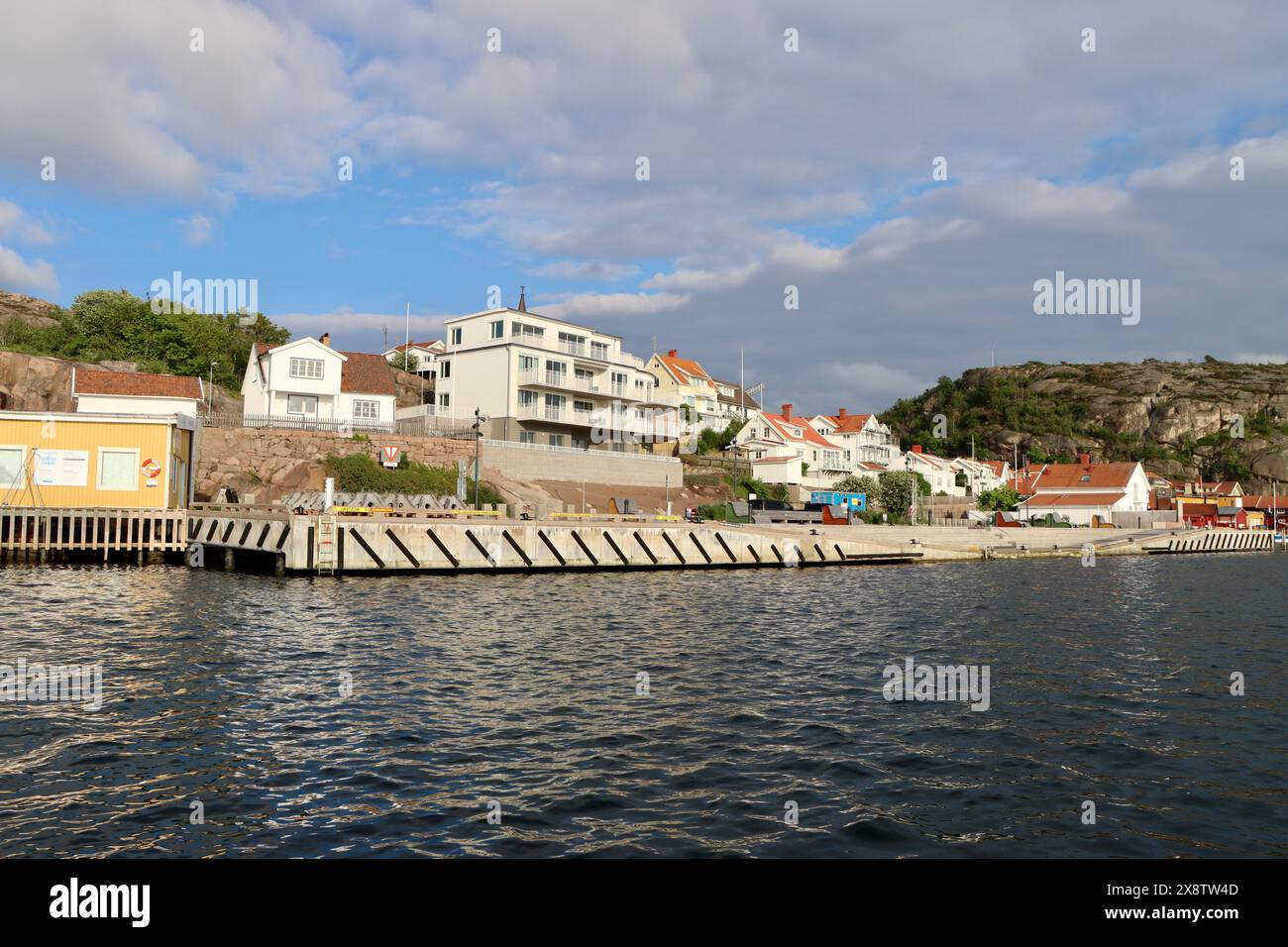 Swedish summer destination Fjällbacka village and harbor on western ...