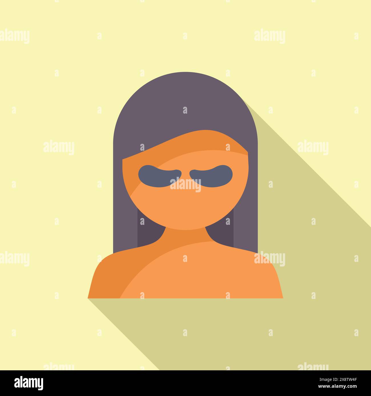 Vector illustration of a stylized woman's face with sunglasses, in flat ...