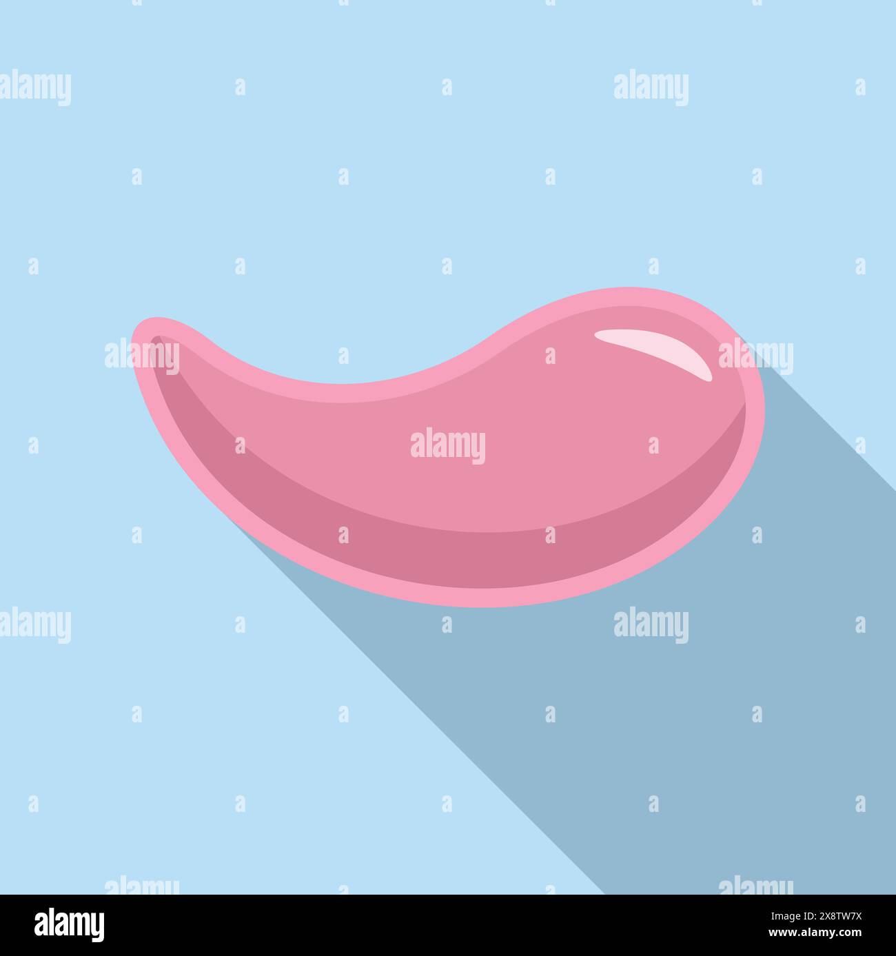 Minimalistic flat design of a pink blob with shadow on a blue ...