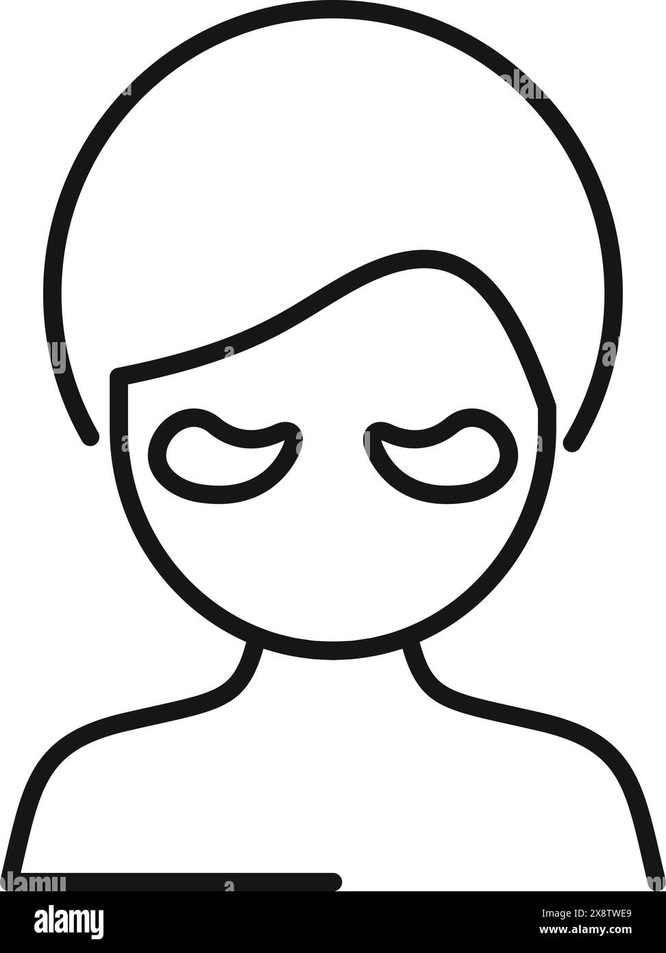 Simplified line drawing representing a human face for icons or logos ...