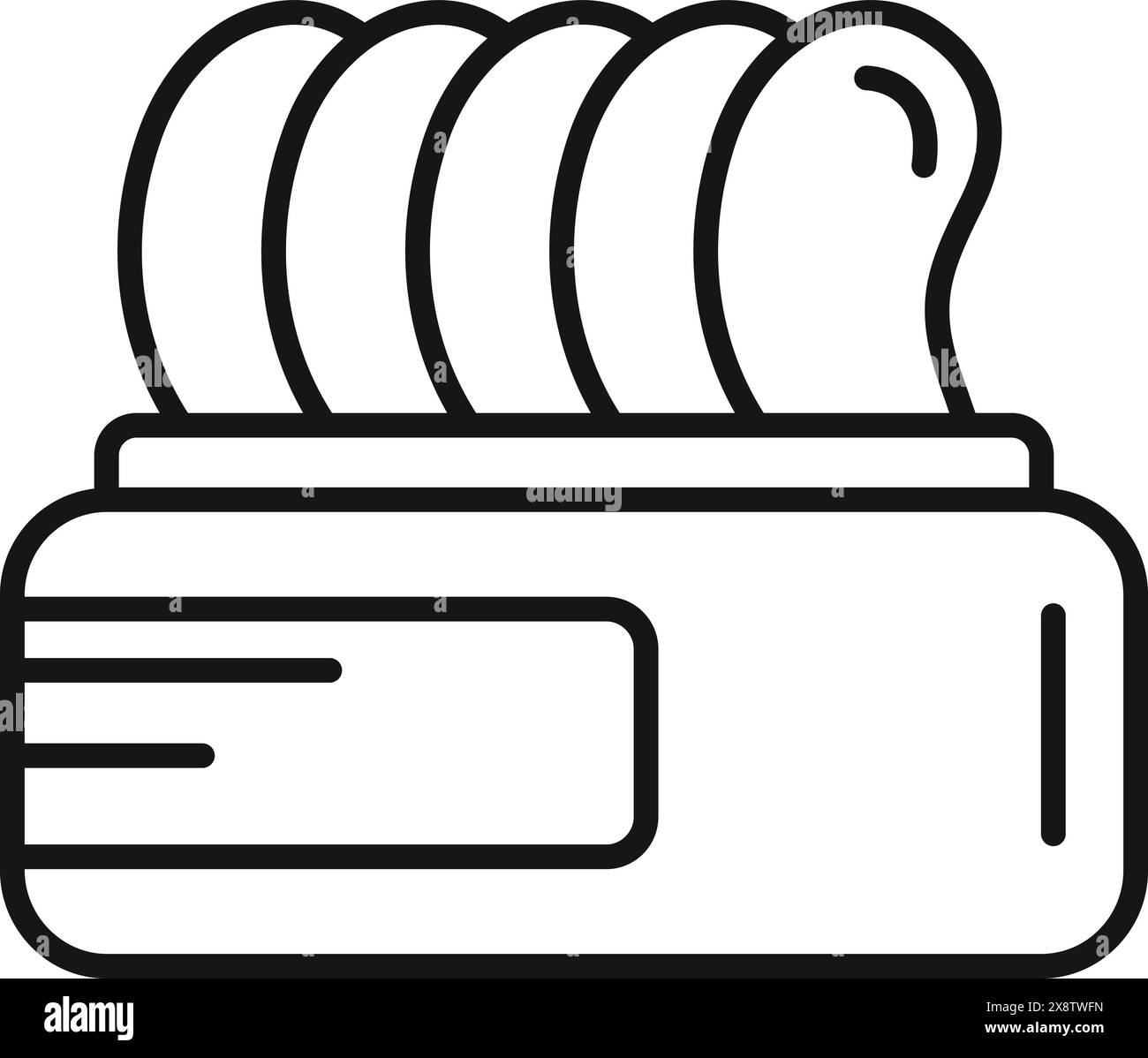 Black and white line drawing of a toaster with multiple bread slices ...