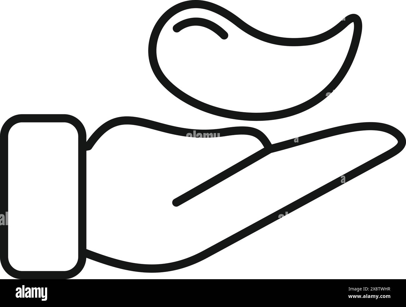 Minimalist line drawing of a hand gently holding a stylized bird ...