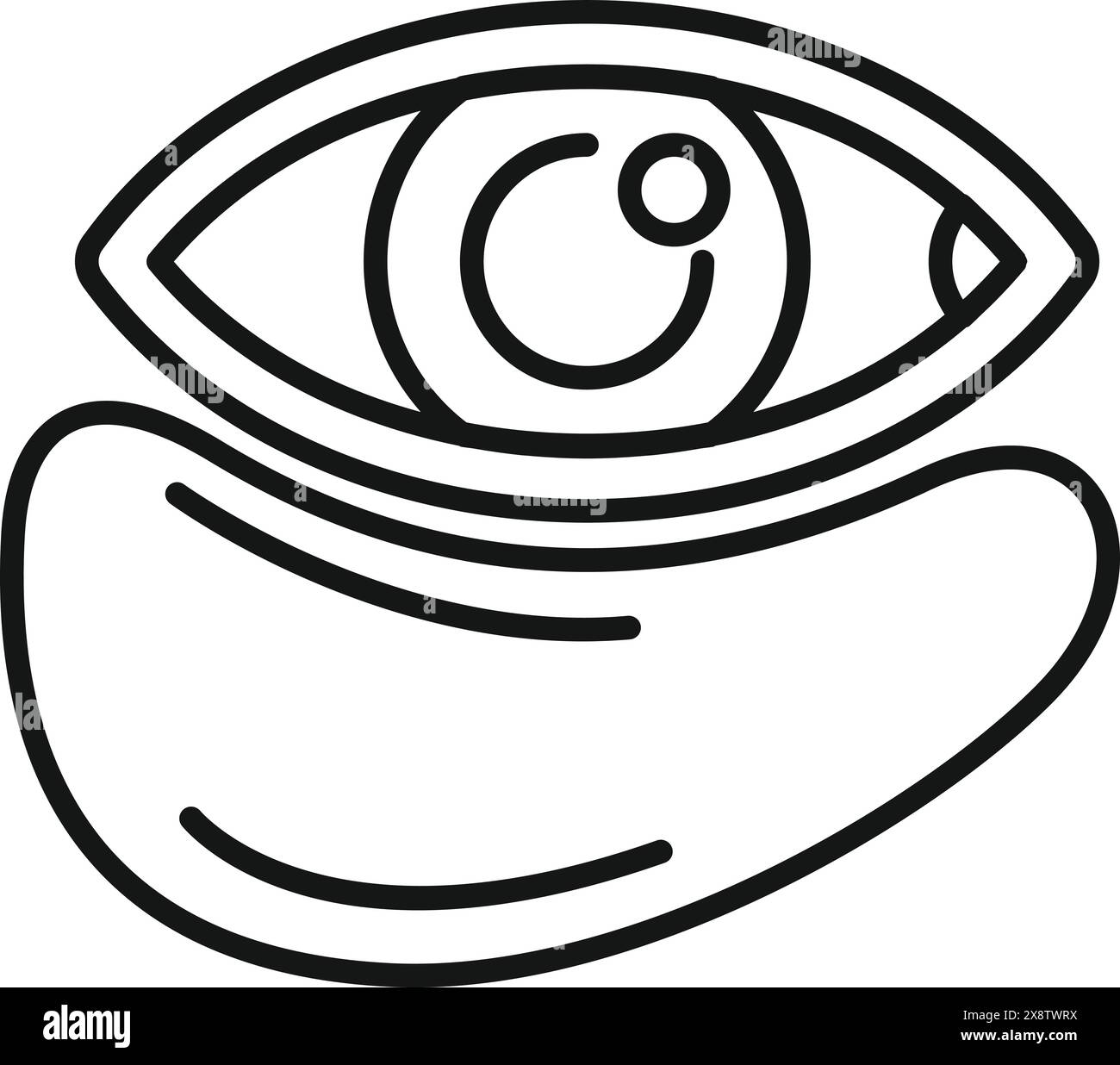 Black and white vector illustration of a stylized human eye in a line ...