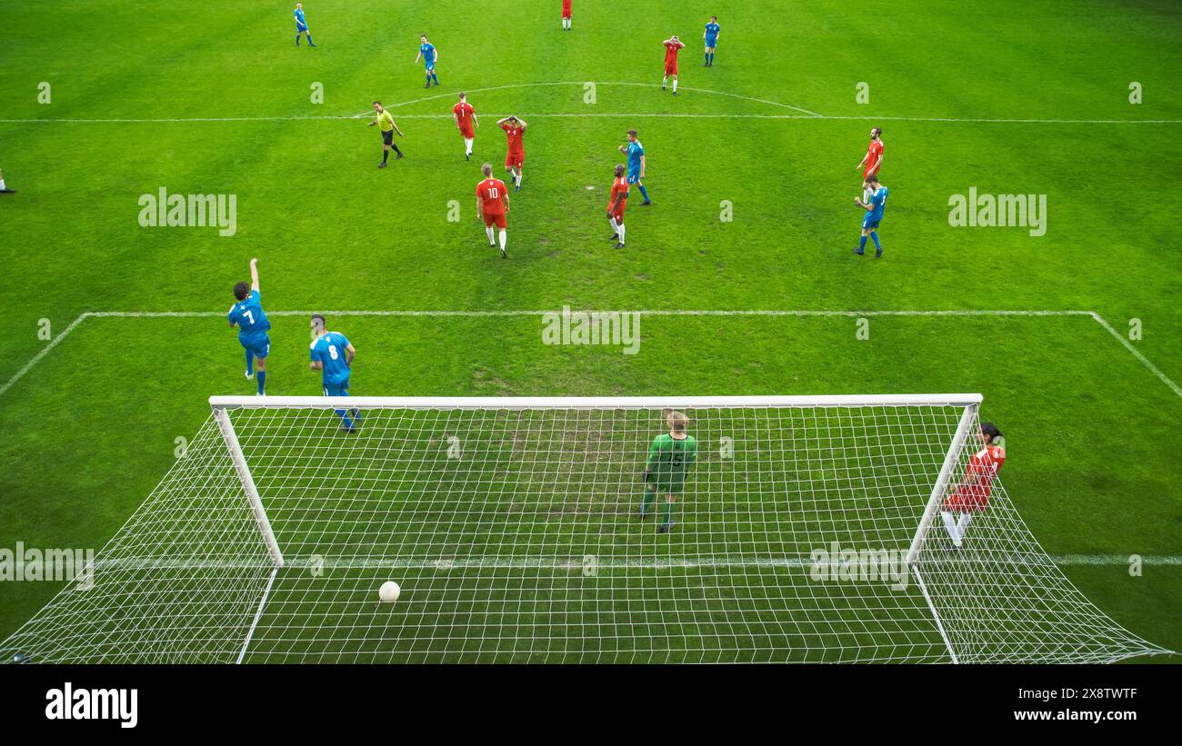 Football Stadium Championship Match: Soccer Player Receives Successful ...