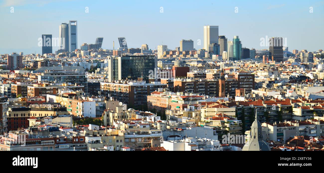 Madrid, Spain - April 14, 2024. Cityscape of Madrid business district ...