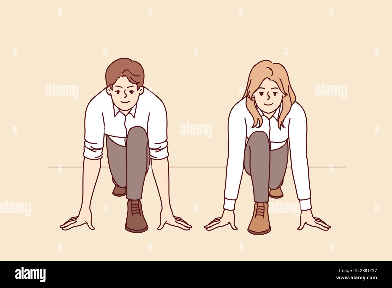 Male runners starting position Stock Vector Images - Alamy