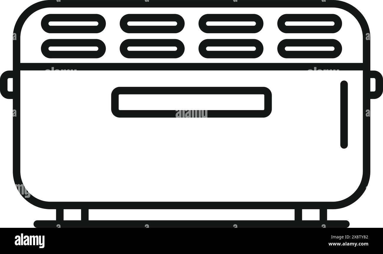 Black and white line art of a sleek, contemporary toaster design ...