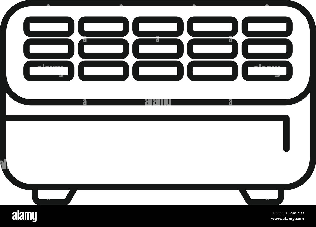 Black and white vector graphic of a modern air conditioner unit in line ...