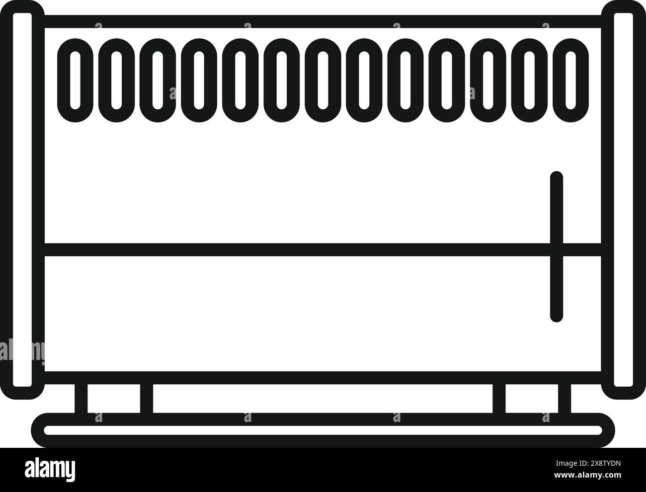 Vector illustration featuring a line drawing of a traditional heating ...