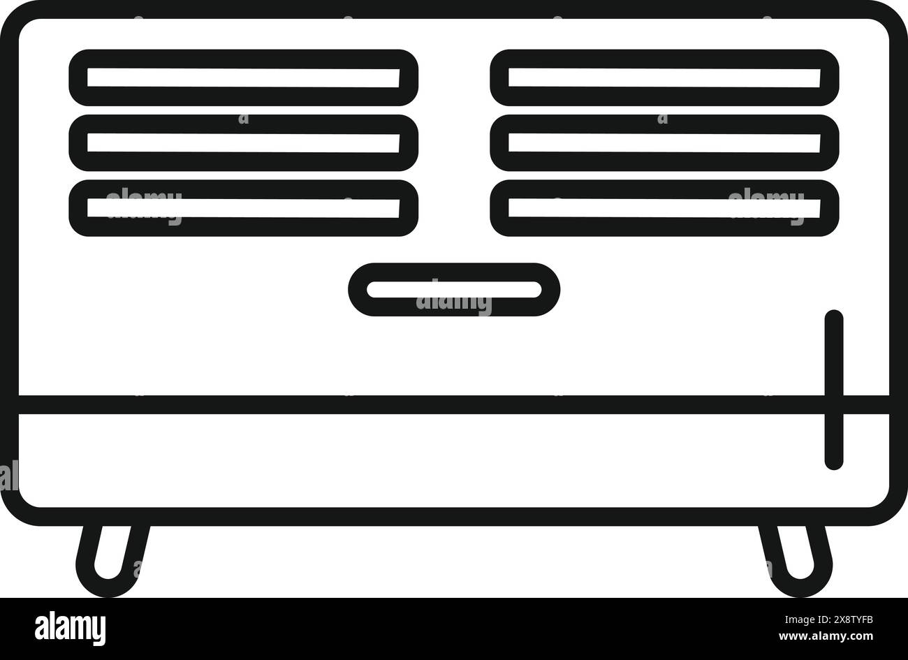 Black and white line drawing of a sleek air conditioning unit design ...