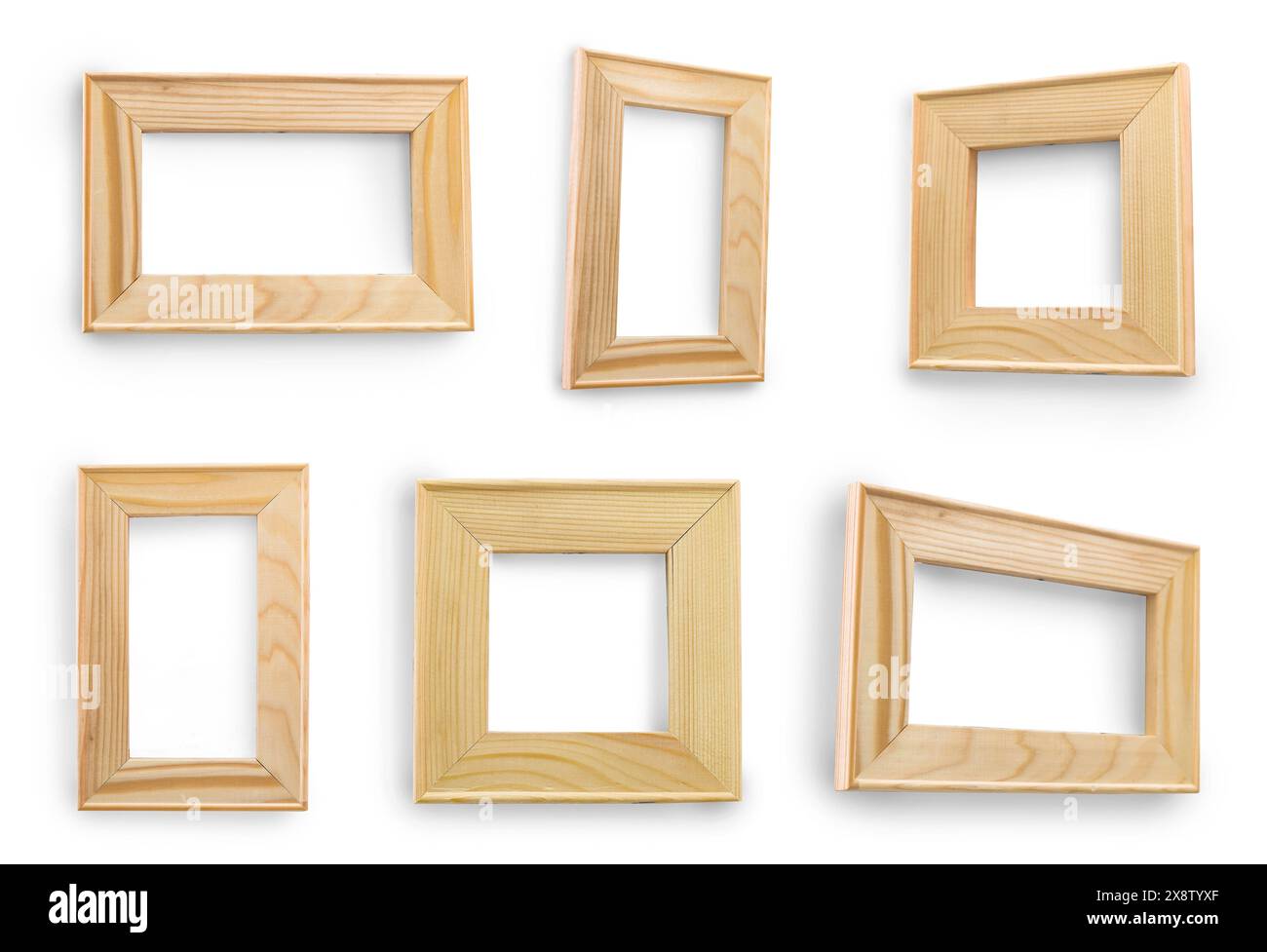 Set of wooden frames isolated on white background Stock Photo - Alamy
