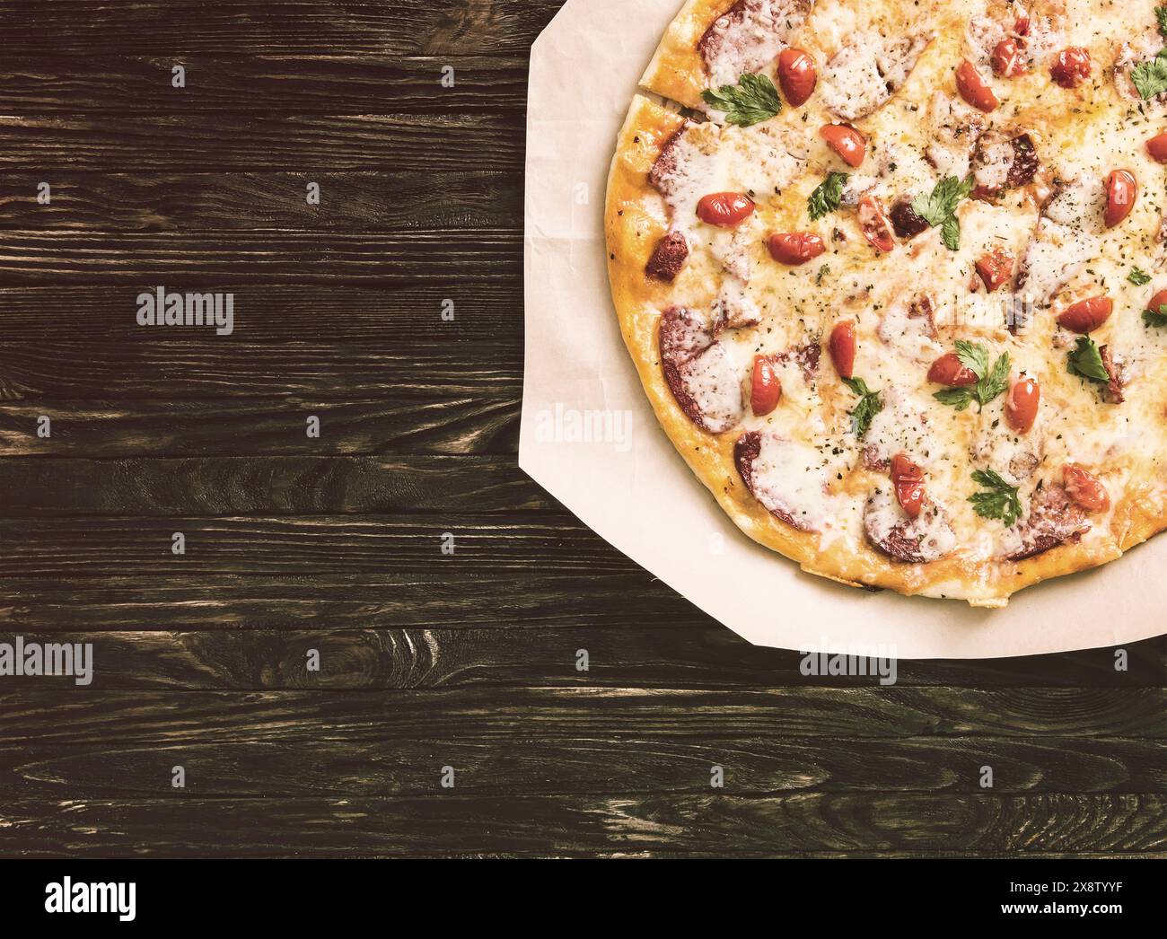 Top view pizza tomato hi-res stock photography and images - Alamy