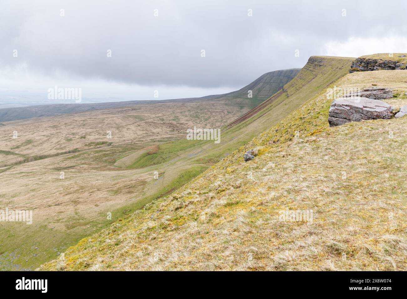 A view of the mountain ridge peak of Picws Du in the Brecon Beacons in ...