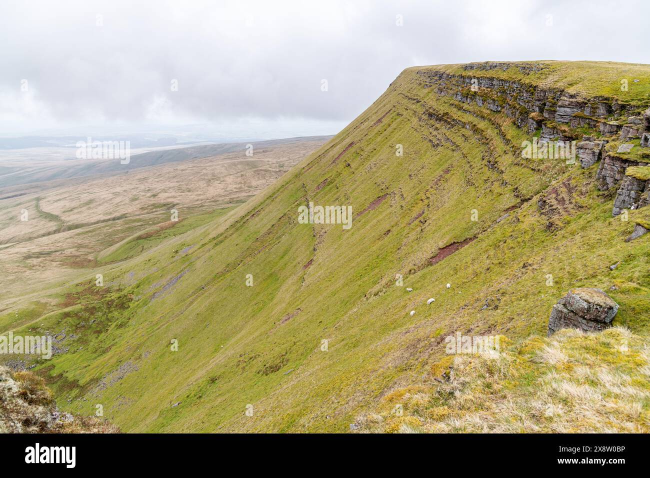 A view of the mountain ridge peak of Picws Du in the Brecon Beacons in ...