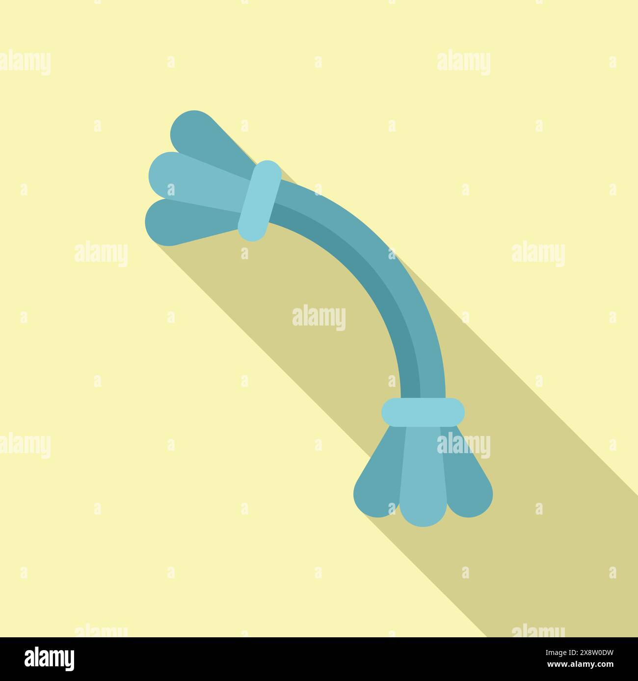 Simplified illustration of a blue garden hose with knots on a beige ...